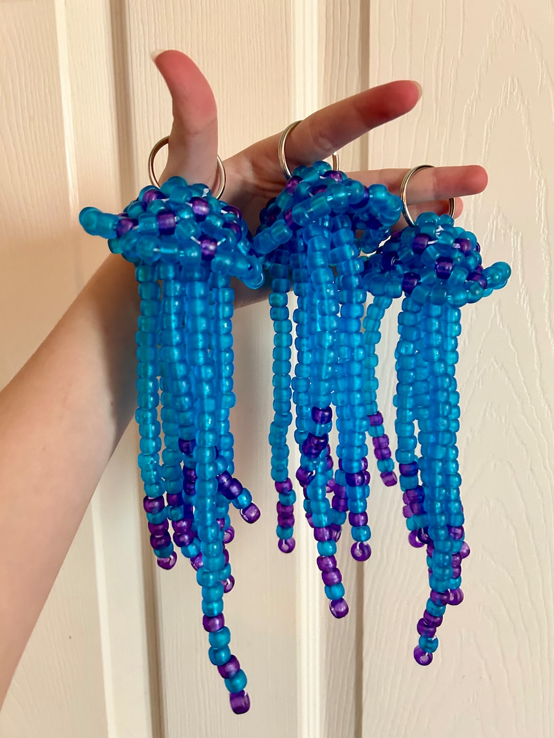 Kandi Beaded Jellyfish Keychain - Beaded Jellyfish- - Etsy