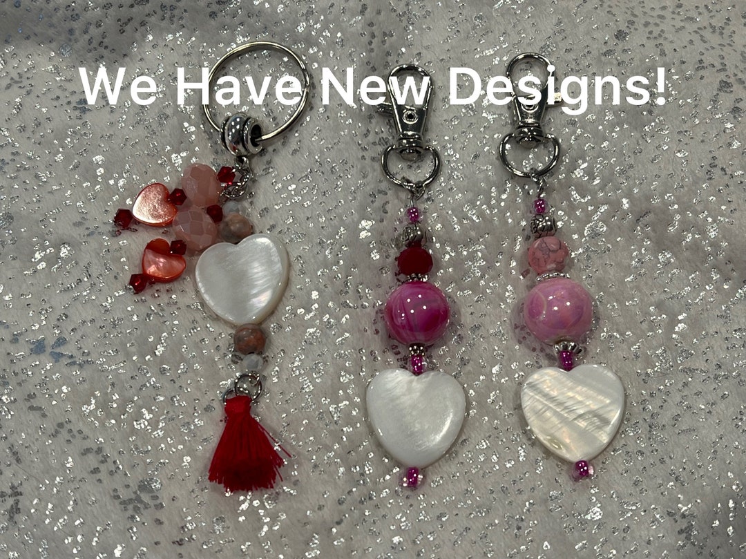 Heart Keychain, Heart Bag Charm, Heart Purse/zipper Pull, Heart Stitch ...