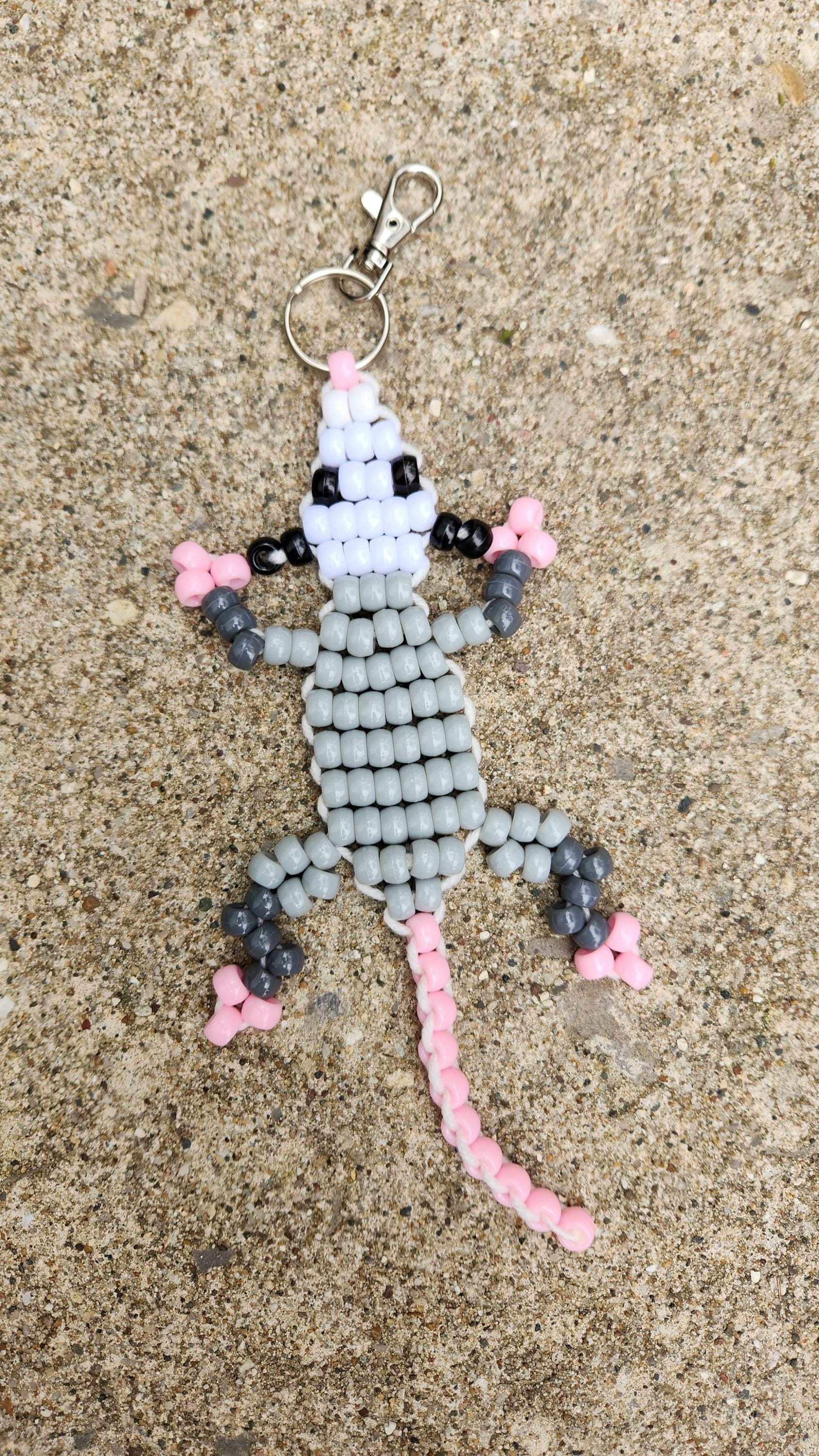 Beaded Possum Keychain | Beaded Animal Keychain | Mini Beaded Animal ...