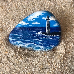 Nature Themed Painted Rocks, Seascape Painted Rocks, Hand Painted Rocks ...