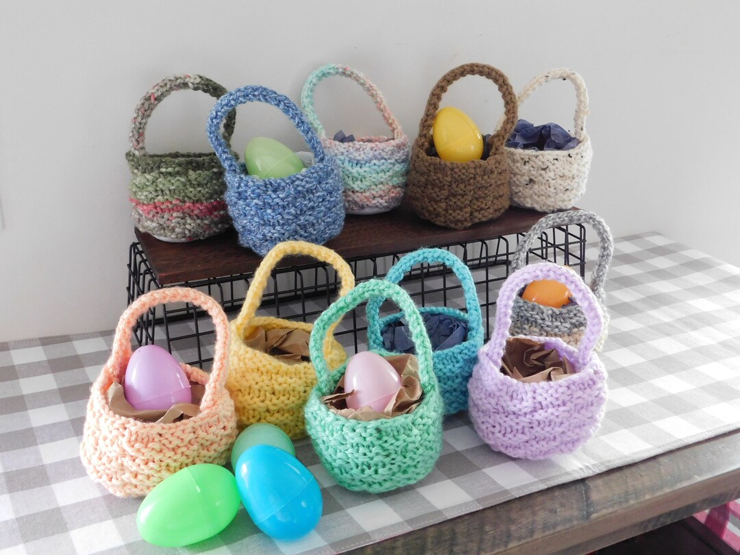 Yarn Knit Baskets | Easter Baskets | Spring Baskets | Hand Knitted ...