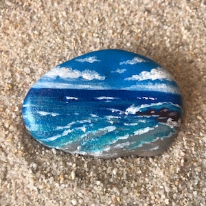 Nature Themed Painted Rocks, Seascape Painted Rocks, Hand Painted Rocks ...