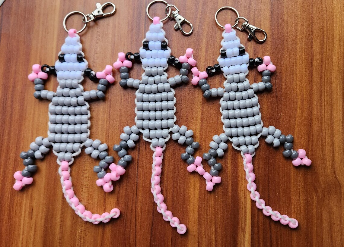 Beaded Possum Keychain | Beaded Animal Keychain | Mini Beaded Animal ...