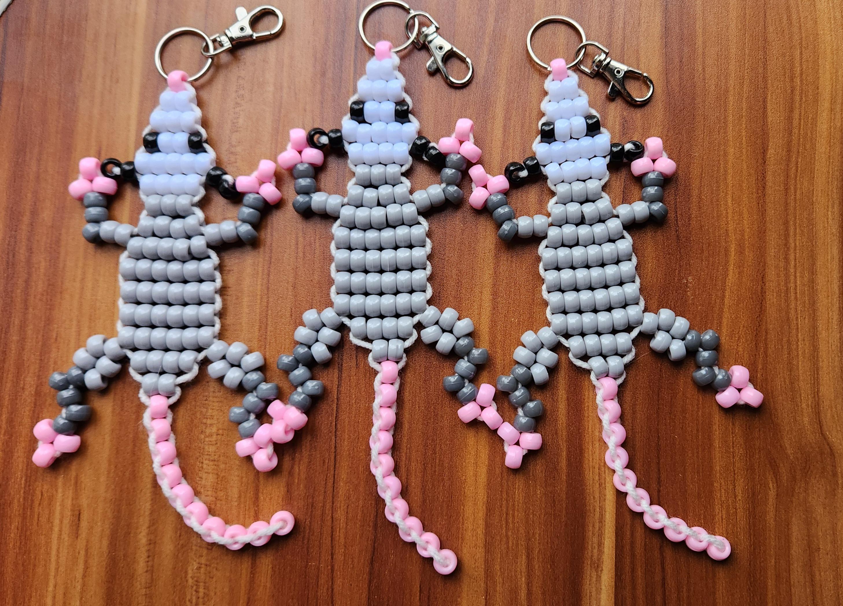 Beaded Possum Keychain | Beaded Animal Keychain | Mini Beaded Animal ...