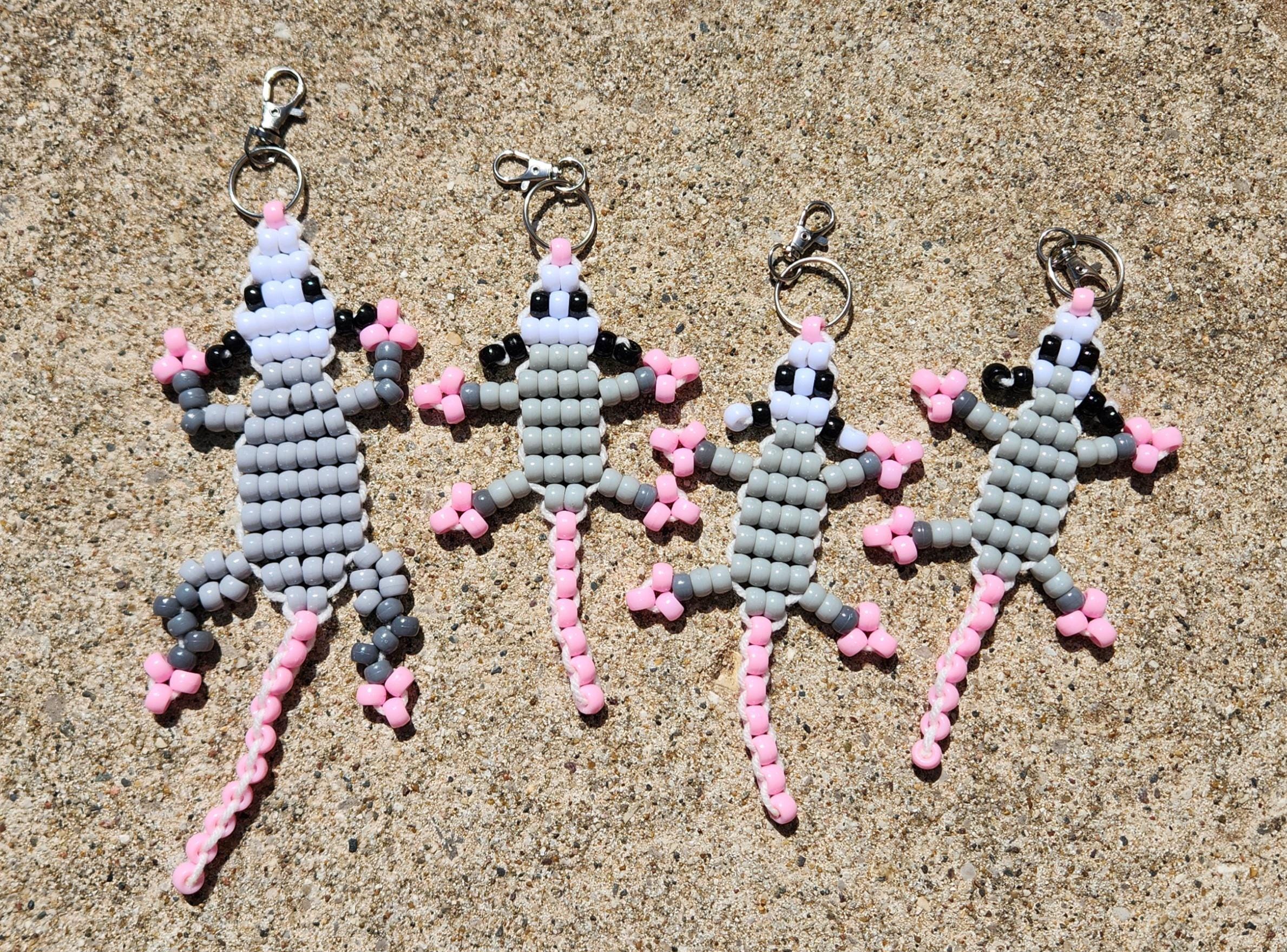 Beaded Possum Keychain | Beaded Animal Keychain | Mini Beaded Animal ...