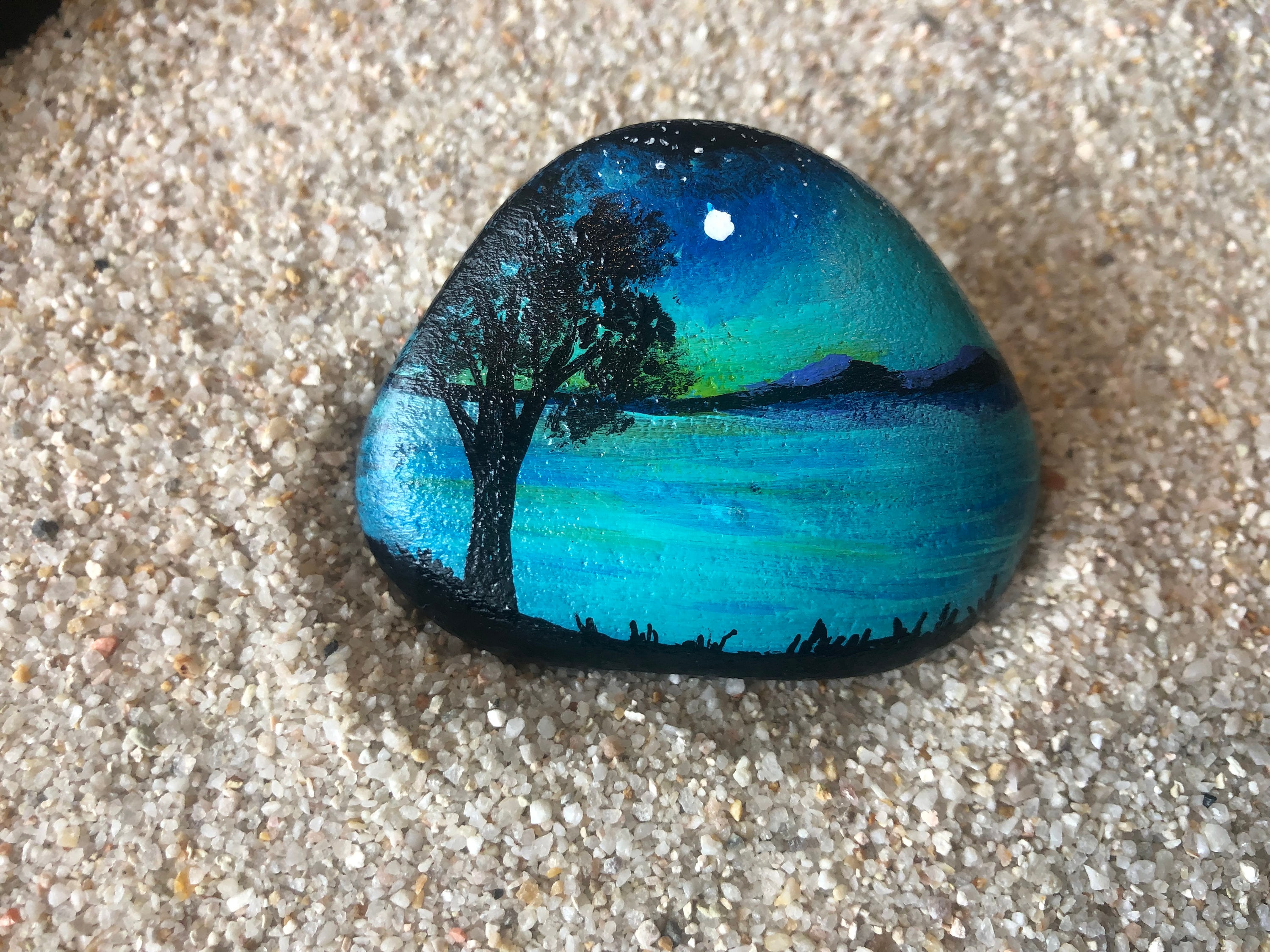 Nature Themed Painted Rocks, Seascape Painted Rocks, Hand Painted Rocks ...