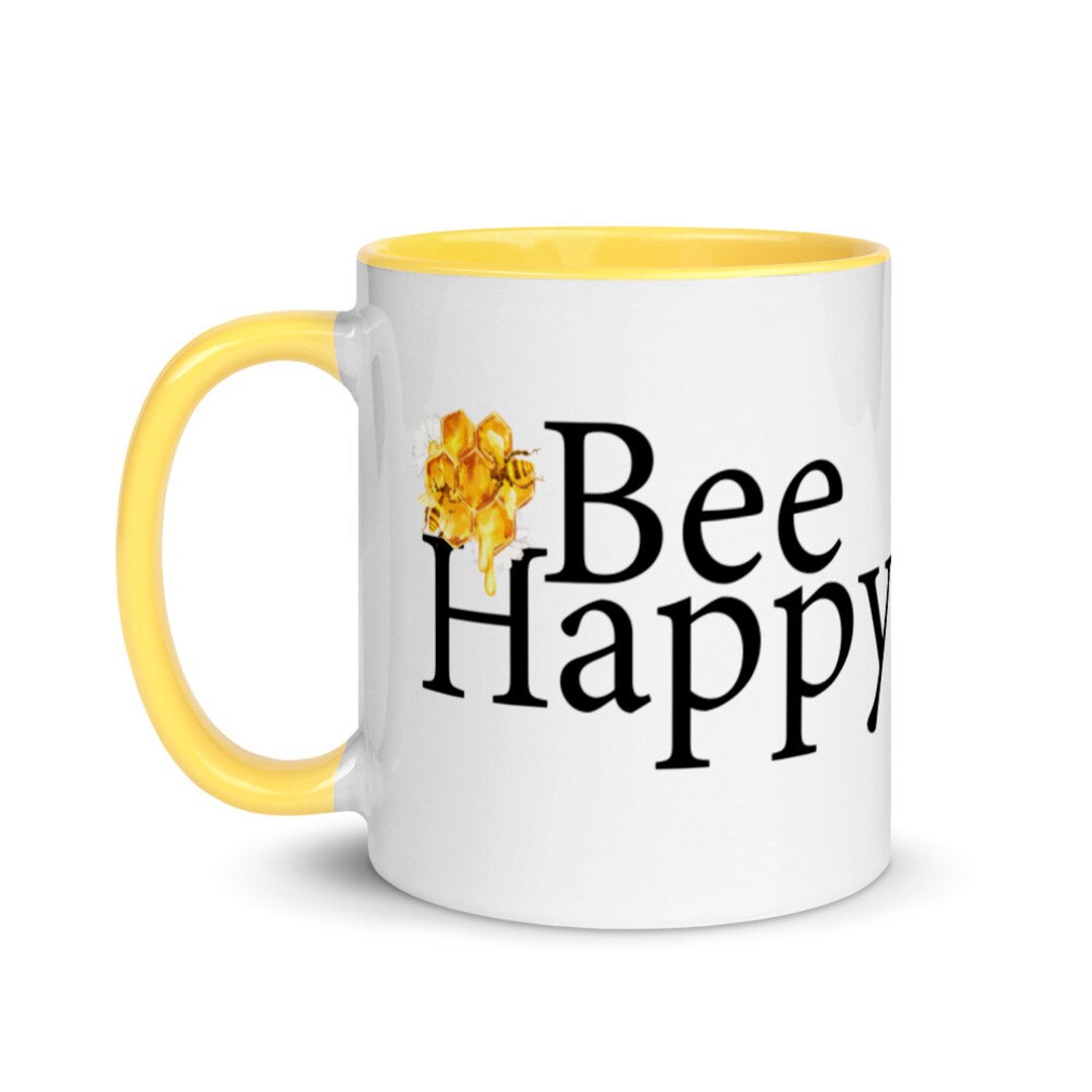 Bee Happy Mug With Honeycomb Bee Lover Honeybees Beekeeper Gardener - Etsy