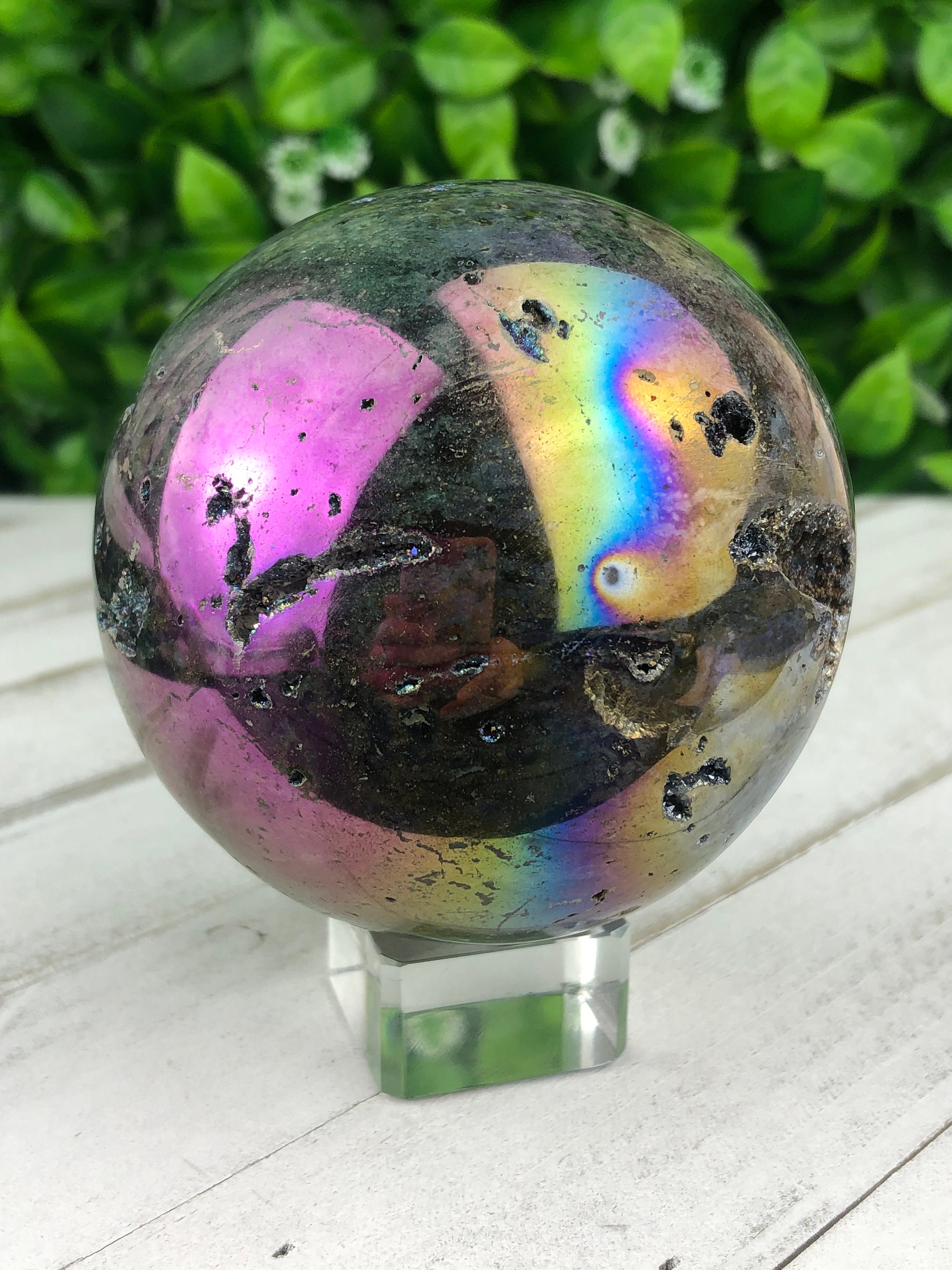 Druzy Aura Ocean Jasper Sphere - Etsy UK