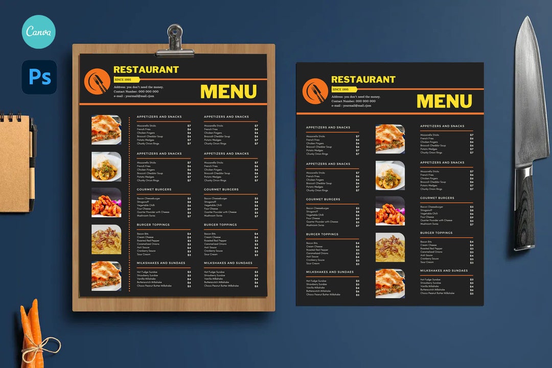 Canva Food Menu Templates,Restaurant Food Menu,Printable Restaurant ...