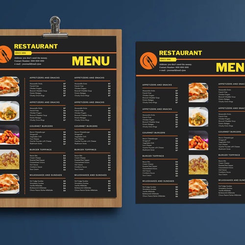 Food Menu Restaurant Food Menu Food Menu Template Fast Food - Etsy Canada