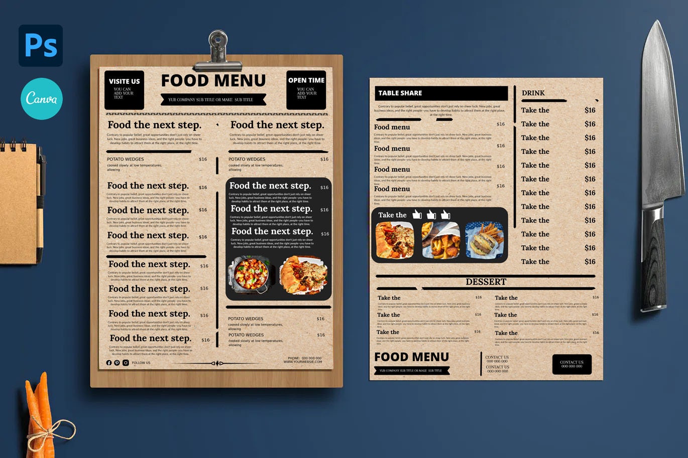 Canva Food Menu,food Menu Templates,restaurant Food Menu,printable ...
