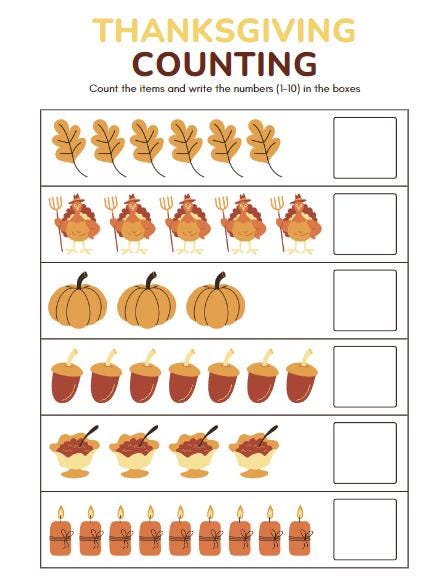 Thanksgiving Preschool Learning Pack | Thanksgiving Unit Study - Etsy
