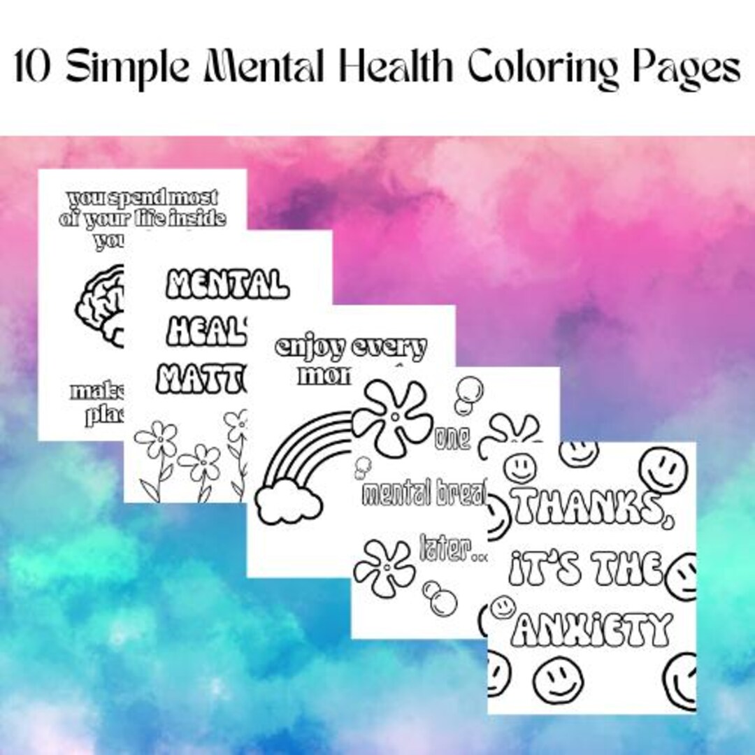 Simple Mental Health Coloring Pages - Etsy