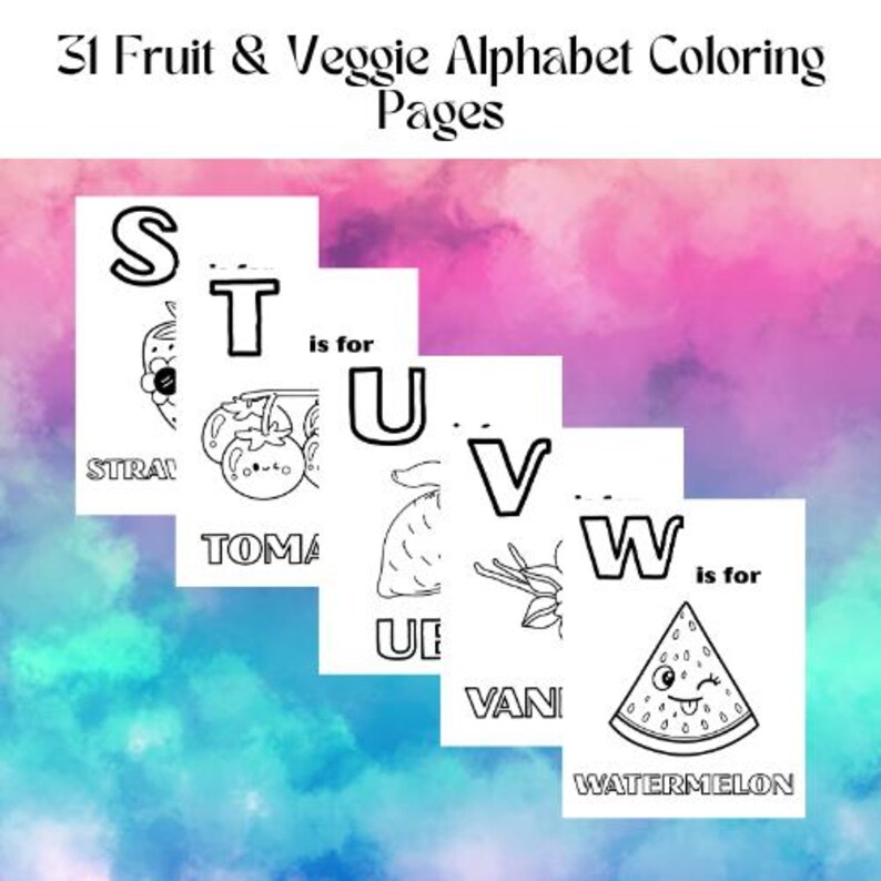 Fruit and Veggie Alphabet Coloring Pages for Kids – A to Z Printables ...