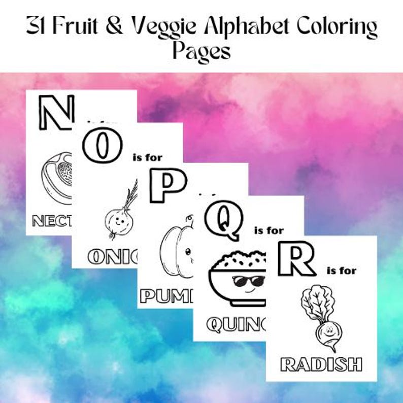 Fruit and Veggie Alphabet Coloring Pages for Kids – A to Z Printables ...