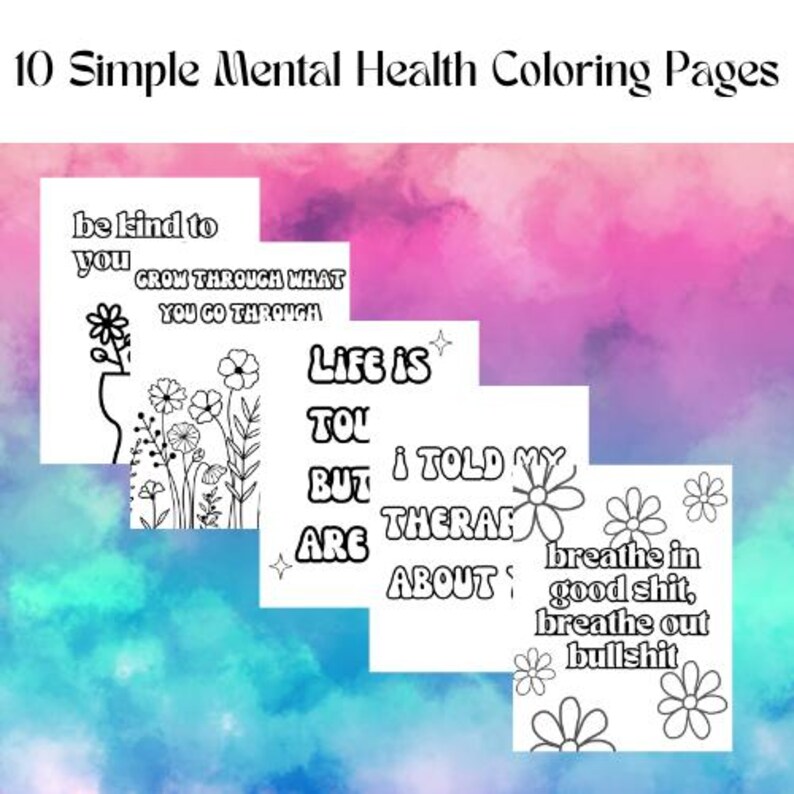 Simple Mental Health Coloring Pages - Etsy
