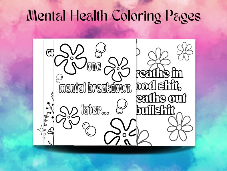 Simple Mental Health Coloring Pages - Etsy