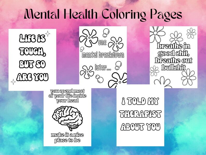 Simple Mental Health Coloring Pages - Etsy