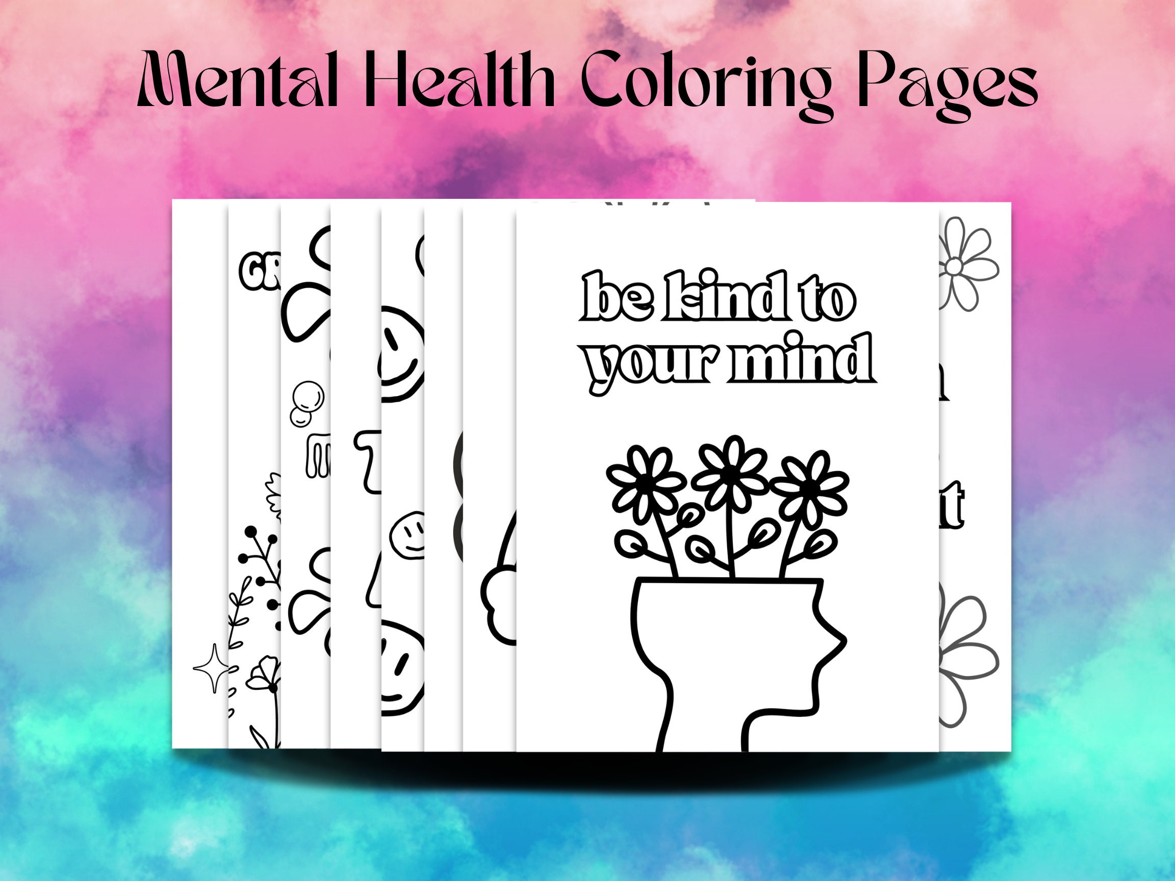 Simple Mental Health Coloring Pages - Etsy