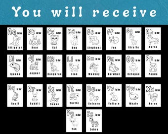 Alphabet Animal Coloring Book Printable | Trace and Color A-Z Animals ...