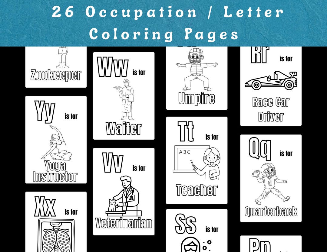 A–Z Occupation Coloring Pages for Kids | Alphabet Careers Printable ...