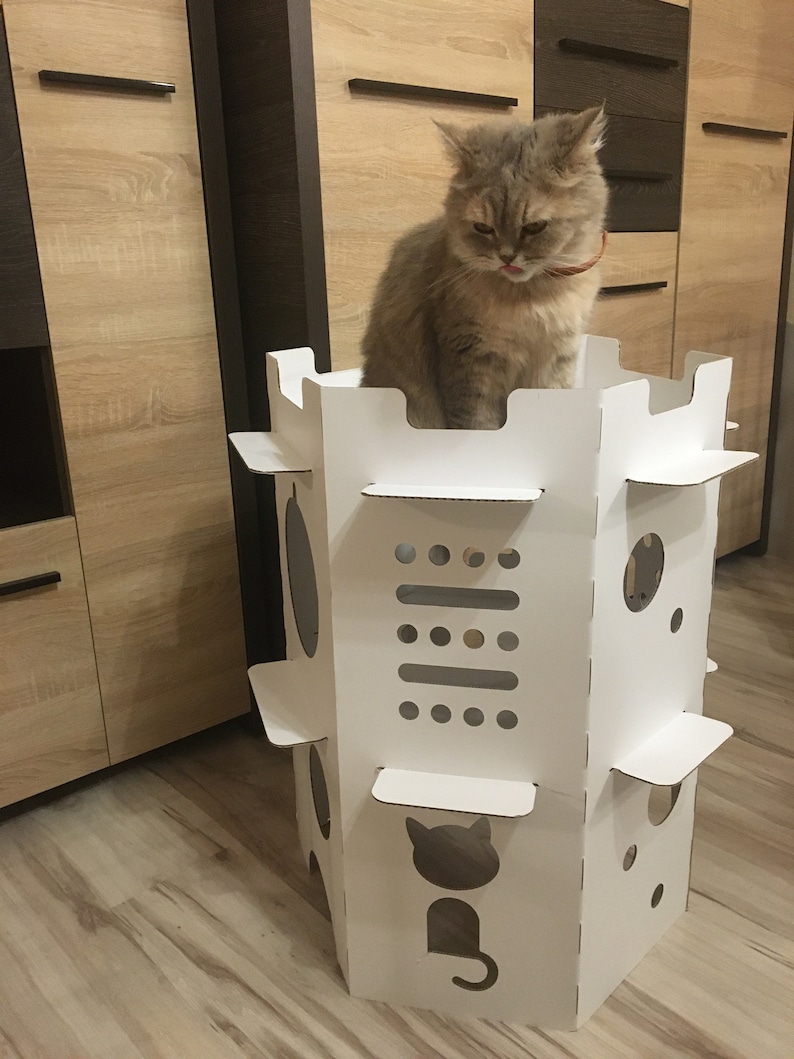 Cat S Cardboard House Fortress Two Floors Cat Playground Modern