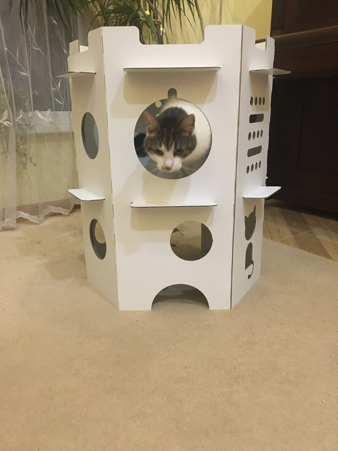 Cat S Cardboard House Fortress Two Floors Cat Playground Modern