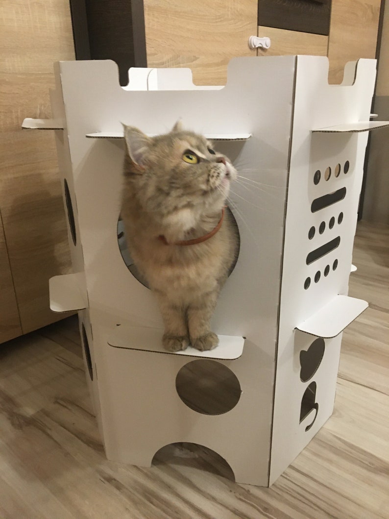 Cat S Cardboard House Fortress Two Floors Cat Playground Modern