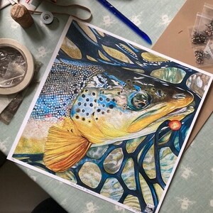 Brown Trout Hyperrealism Print, Fly Fishing, Supporting River Charities ...