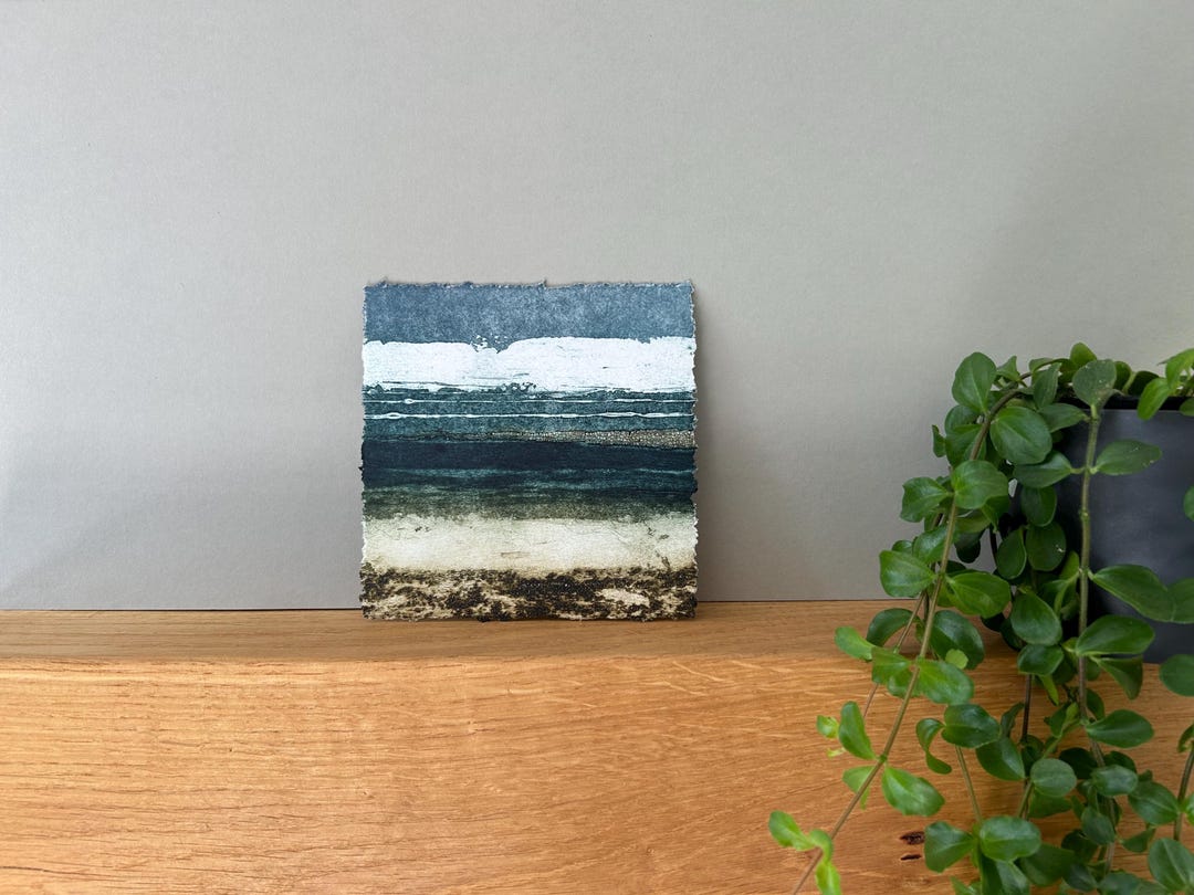 Shoreline I Abstract Landscape Collagraph Print - Etsy