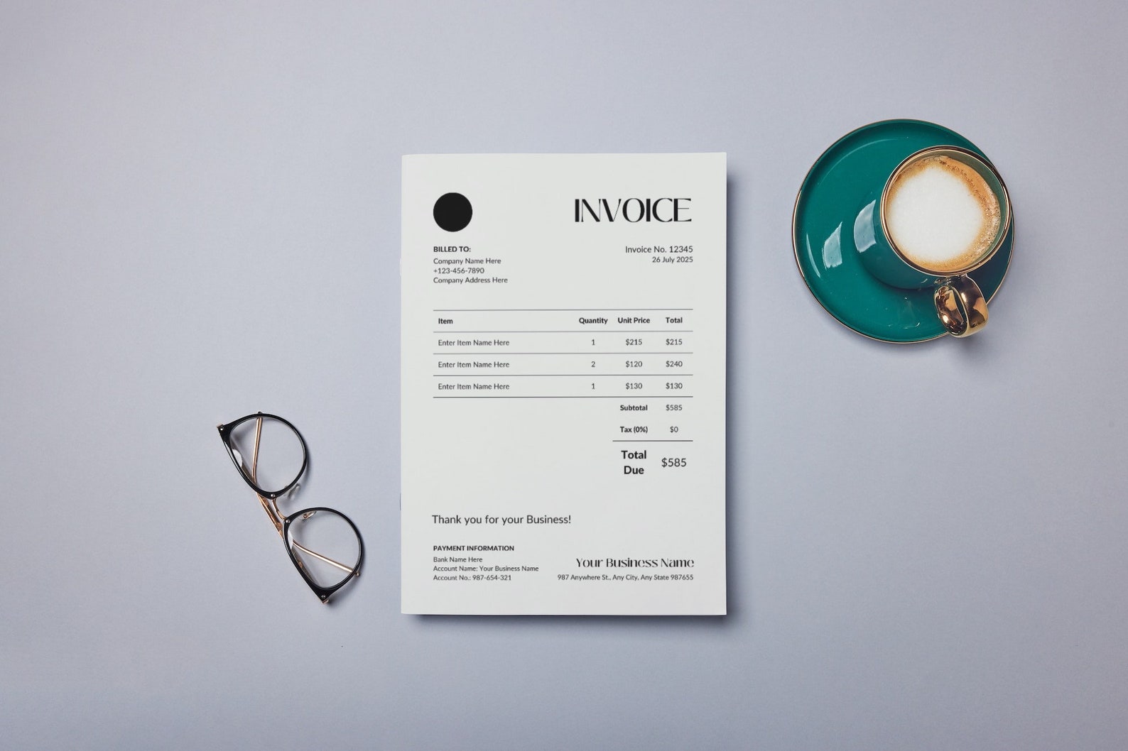 Invoice Template, Minimalist Invoice Design, Editable PDF Invoice ...