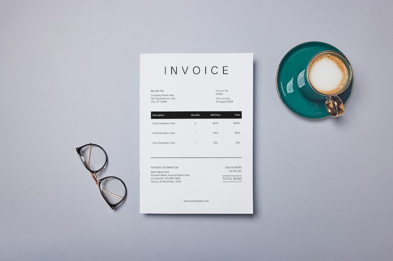 Invoice Template, Printable Minimalist Invoice Template Design, PDF ...