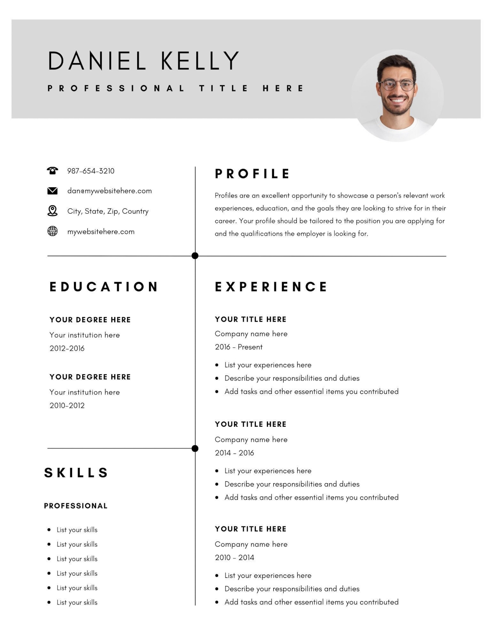 Premium Resume Template, Professional Modern Resume Template for Pages ...