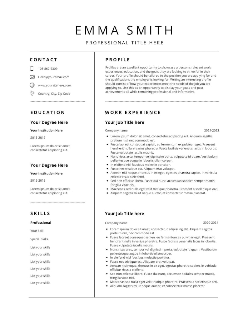 Minimalist Resume Template, Resume Format, Clean Resume Template ...