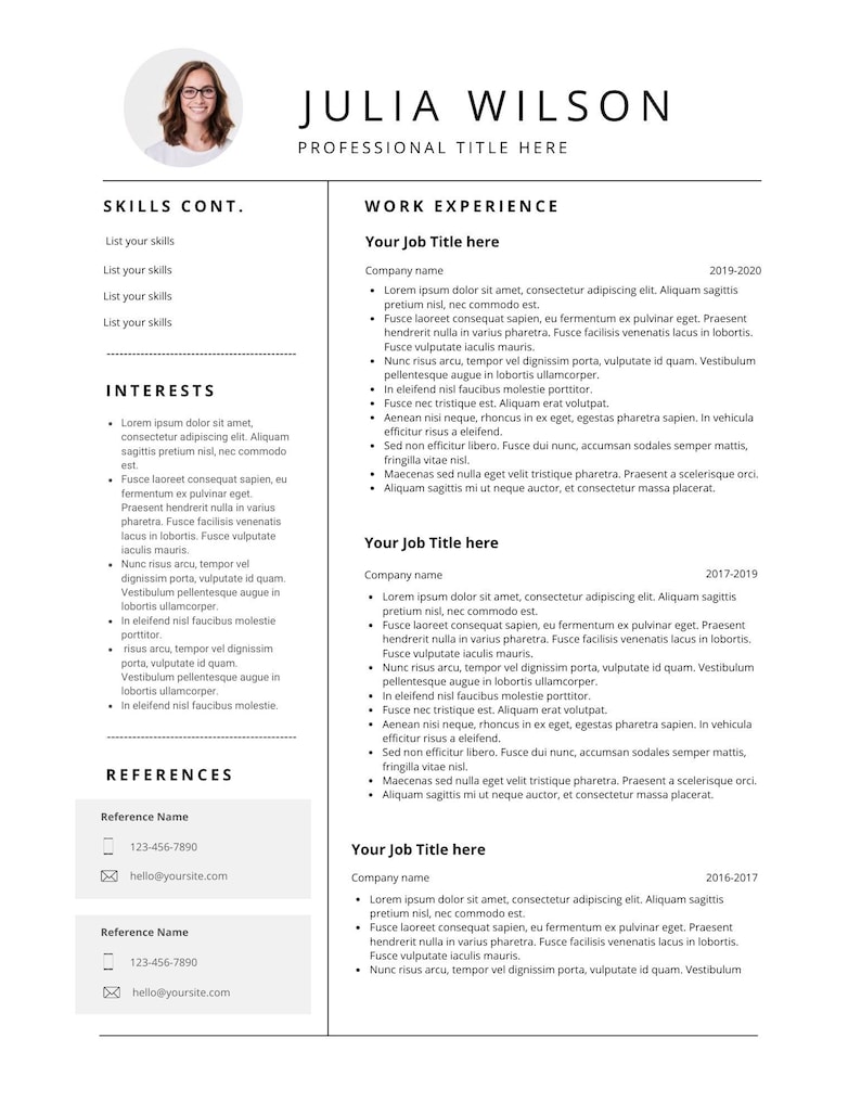 Clean Resume Template | Resume Template + Cover Letter Template ...