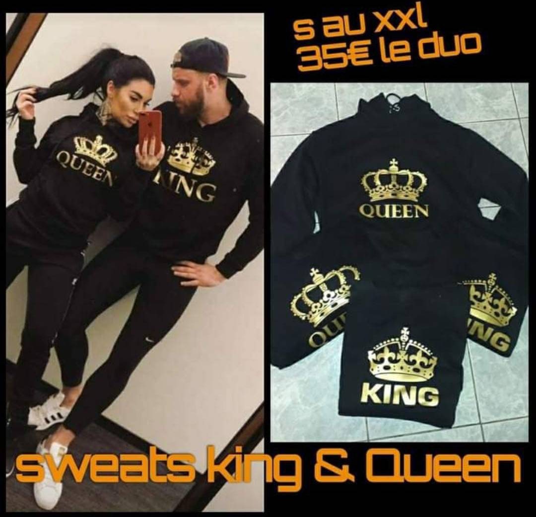 The New Couples Set King And Queen Crown Sweat-shirt à Capuche à Insert ...