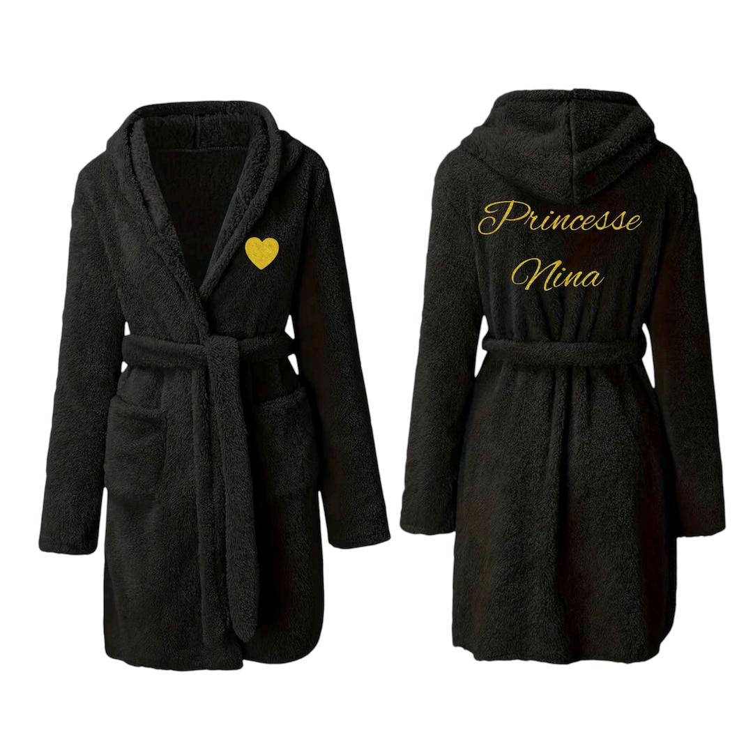 Personalized Gold Glitter Fleece Bathrobe - Etsy