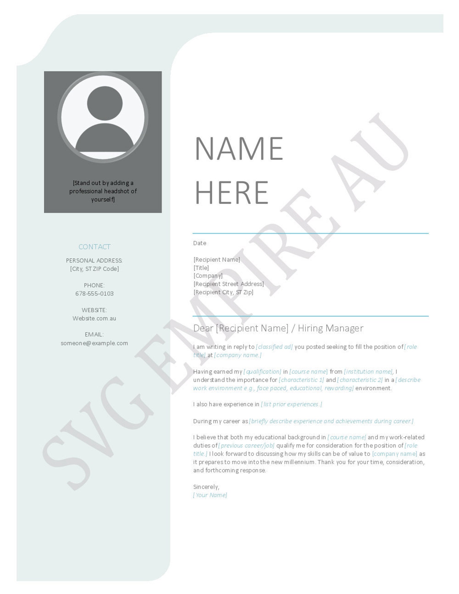 Pre-written Basic Cover Letter, Word Document, Resume Template Word, CV ...