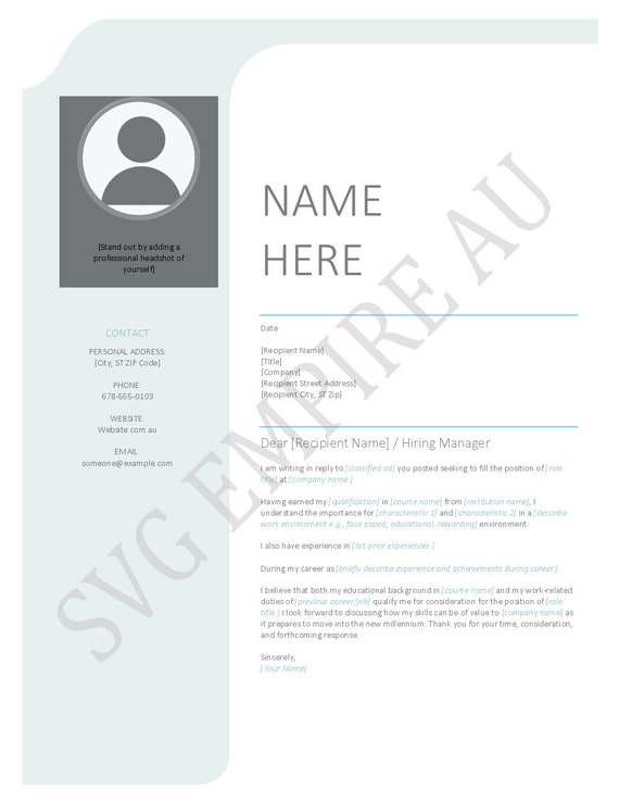 Pre-written Basic Cover Letter Word Document Resume Template | Etsy