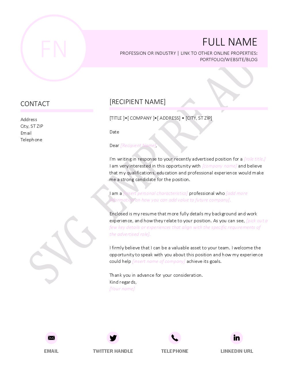 Pre-written Basic Cover Letter, Word Document, Resume Template Word, CV ...
