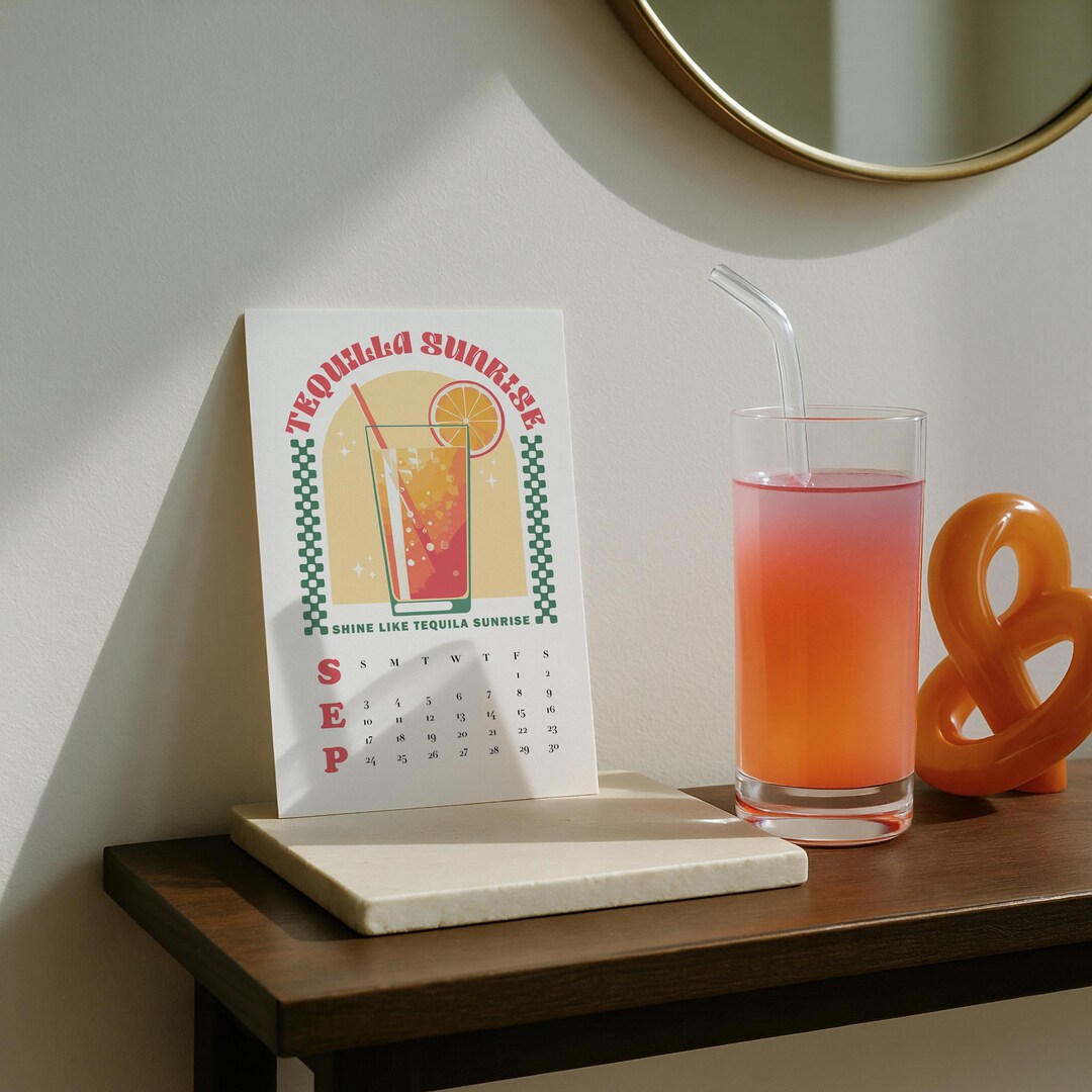 2026 Retro Cocktail Calendar - Desk Calendar | Minimalist Art Calendar ...