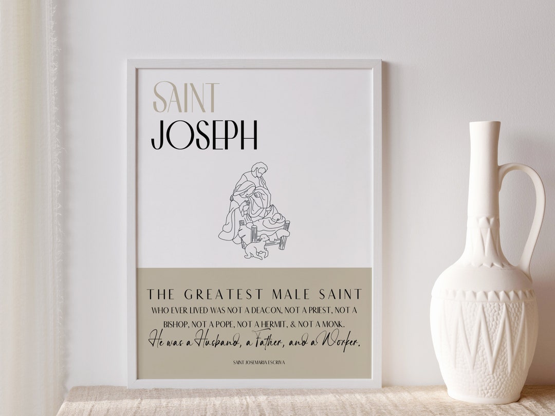 St. Joseph Print Greatest Male Saint Christian Quote Minimalist Wall ...