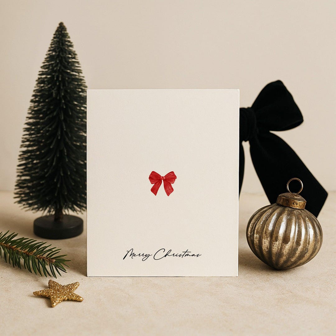 Red Bow Card - Christmas Card Set | Holiday Greeting Cards | Christmas ...