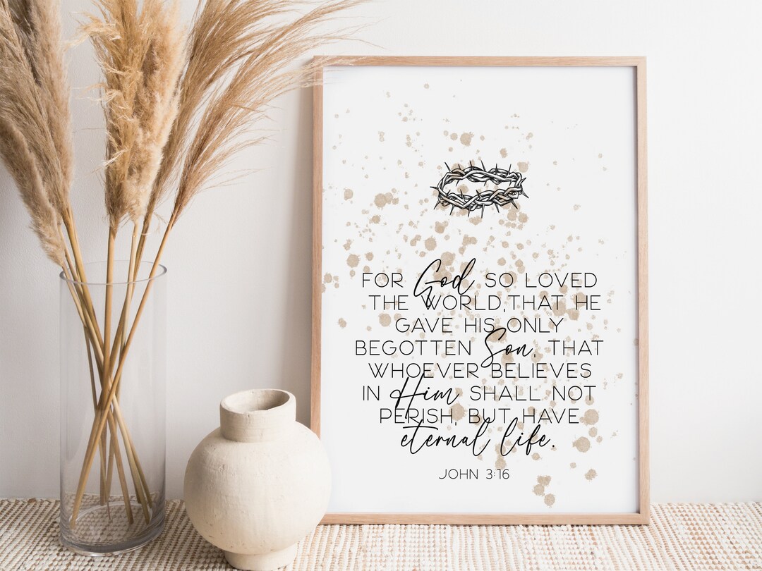 John 3:16 Verse Print| for God so Loved the World| Biblical Verse ...