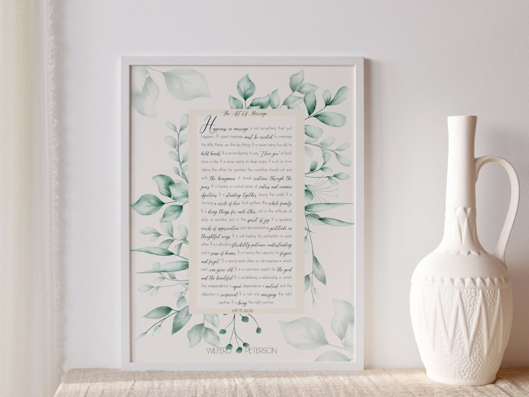 The Art of Marriage Print|quote Print|décor| Minimalist Wall Art|oak ...