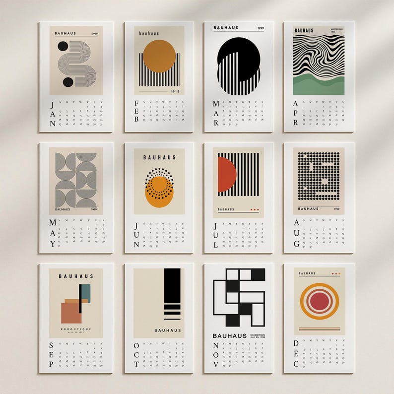 2026 Bauhaus Inspired Calendar - Desk Calendar | Minimalist Art ...