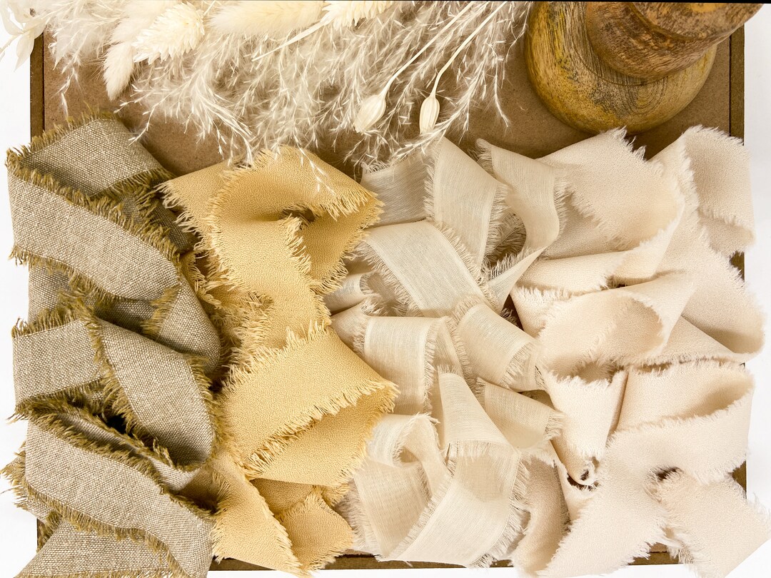 Rustic Neutrals Hand Frayed Edge Ribbonhandmade bridal Bouquet ...