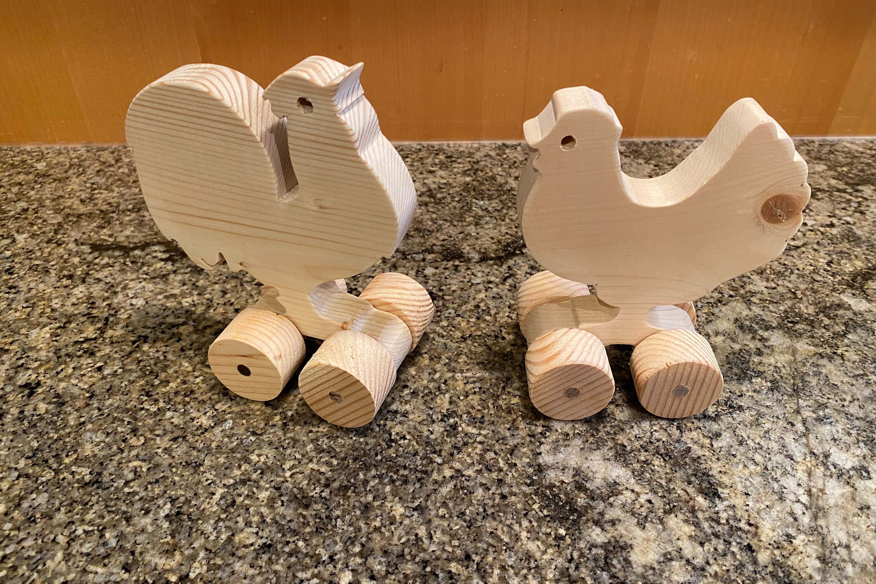 Wooden Rooster on Wheels - Etsy