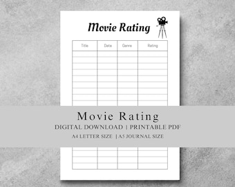 Movie Rating Printable Review - Etsy
