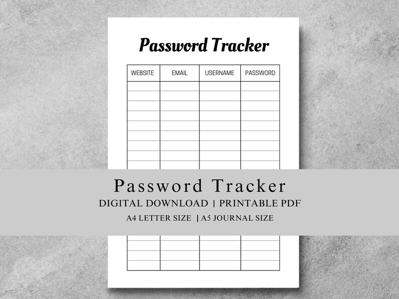 Password Tracker Printable Login Storage Journal Page Account, Username ...